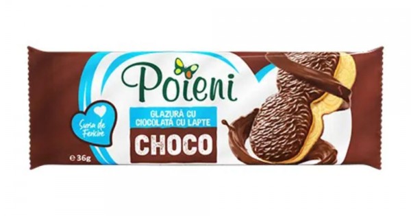 Biscuiti Poieni cu Glazura de Ciocolata cu Lapte, 36 g