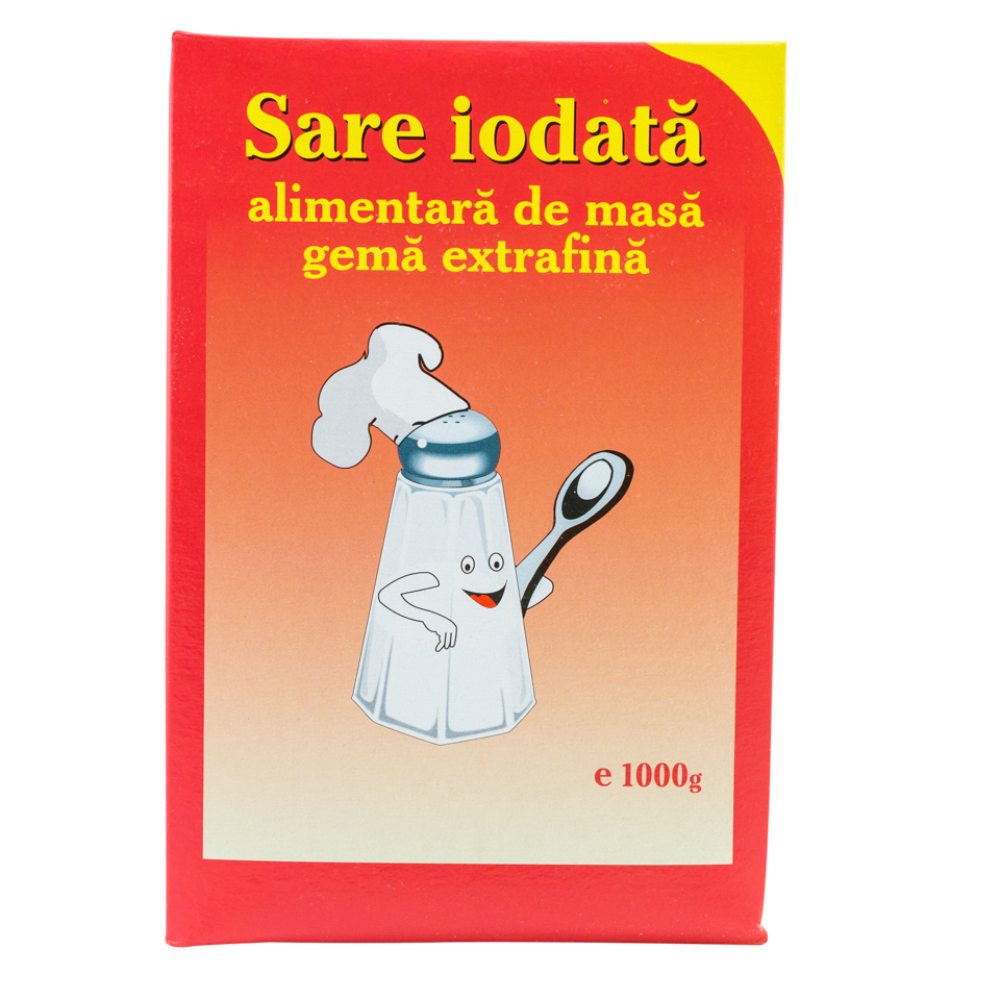 Bax 12 Pachete Sare Iodata de Masa Gema Extrafina Salrom, 1 kg, Sare de ...