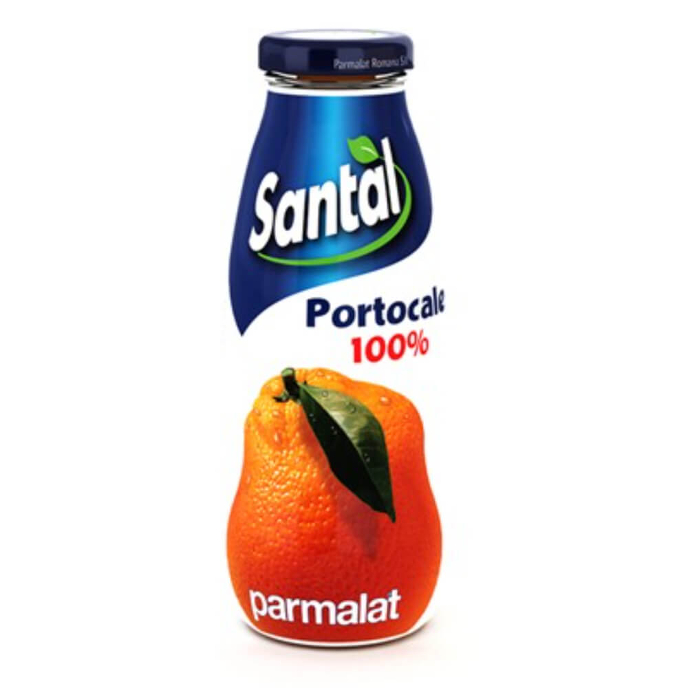 Bax 12 Sticle Suc de Portocale, Santal, 200 ml, 100% Continut de Fruct ...