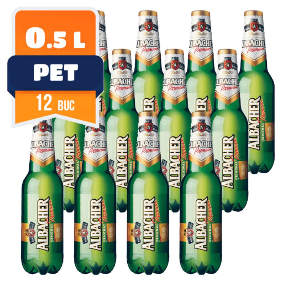 Bere Blonda Albacher 0.5 L, 12 Buc/Bax, PET, Bere Blonda, Bere cu ...