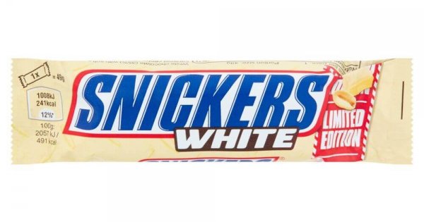 Baton Snickers White Standard, 49g, Baton Snickers Alb, Baton de ...