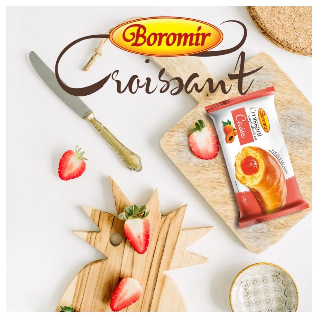 Bax 30 Croissante cu Crema de Caise Boromir, 50 g, Croissant Umplut cu ...