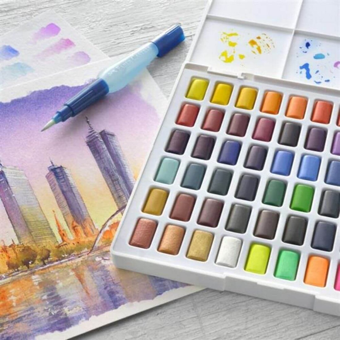 Acuarele cu Pensula si Rezervor Apa Faber-Castell Creative Studio, 36 ...