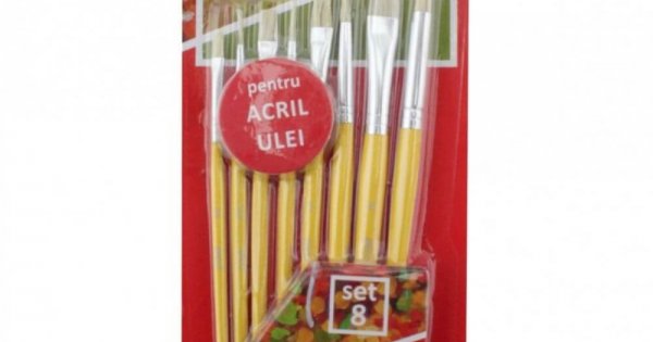 Pensule DACO, 8 Buc/Set, Varf Drept/Rotund cu Par de Porc, Pensule ...