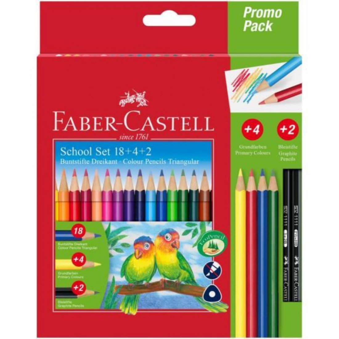 Creioane Colorate Faber-Castell Eco, 24 Buc/Set, 18 Creioane Colorate ...