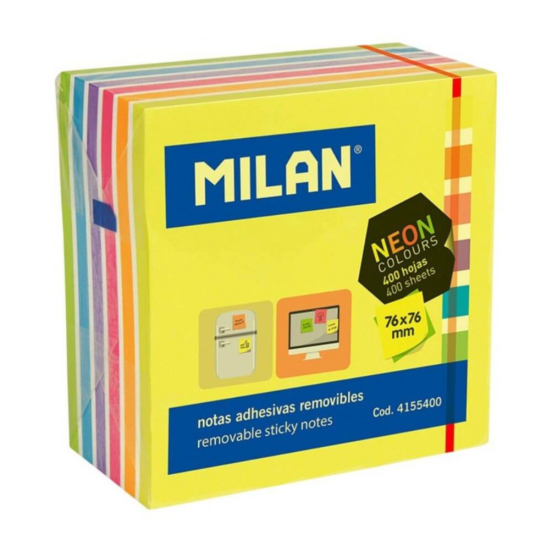 Notite Adezive MILAN, 76x76 mm, 400 File, Multicolor Neon, Bloc Notes ...