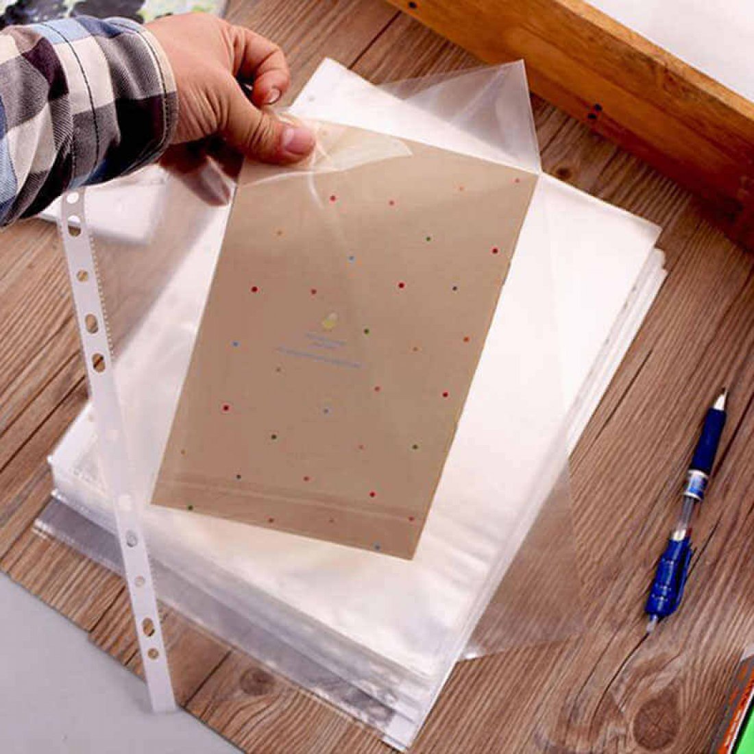 Set 100 Folii Protectie Documente A4 DACO, Margine Multiperforata ...