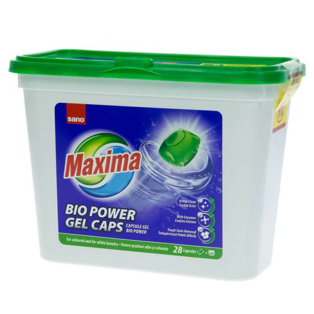 Set 28 Capsule Detergent Gel SANO Maxima Bio Power, Haine Albe si ...