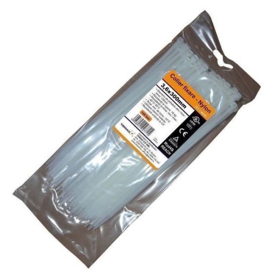 Set 100 Coliere Fixare Nylon, 3.6x300 mm, Alb, Colier din Nylon pentru ...