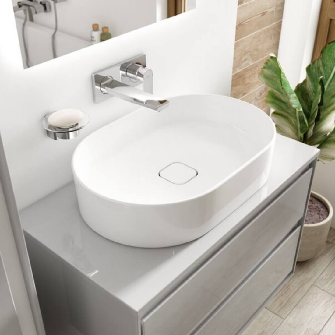 Lavoar Oval pe Blat IDEAL STANDARD Strada II, 60x40 cm, Cu Preaplin ...