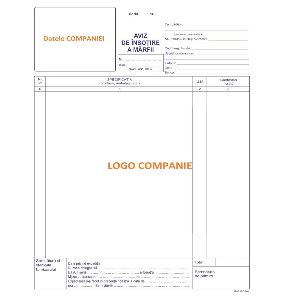 Seturi Avize Personalizate A4 in 3 Exemplare, Tipar 1+0, Formulare ...