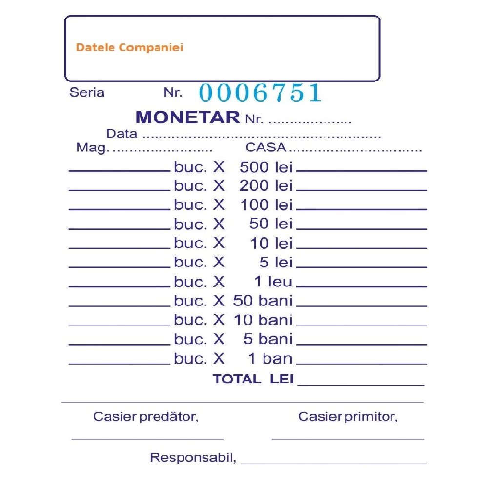 Monetare Personalizate A6 in 2 Exemplare, 50 Carnete/Set, Tipar 1+1 ...