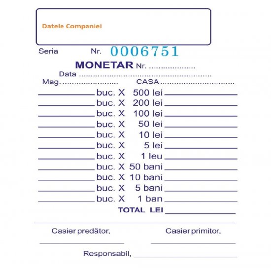 Monetare Personalizate A6 in 2 Exemplare, 50 Carnete/Set, Tipar 1+1 ...