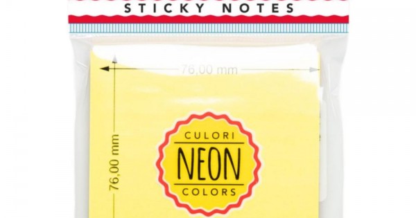 Bloc Notes Adeziv Galben Neon Daco, Dimensiune 76x76 mm, 100 File ...