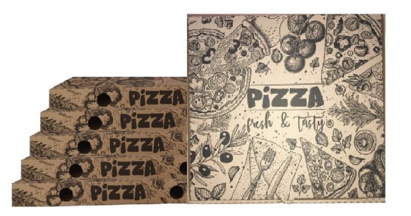 Set 500 Cutii Pizza Natur Corolla Packaging, 28x3.5x28 Cm, Model Pizza ...