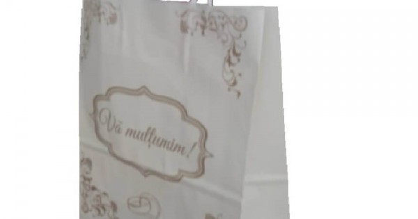 Pungi Cadou Nunta cu Model Va Multumim, Dimensiune 24x11x28 cm, 100 Buc ...