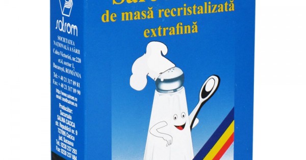 Bax 12 Pachete Sare Iodata de Masa Recristalizata Salrom, 1 kg, Sare de ...