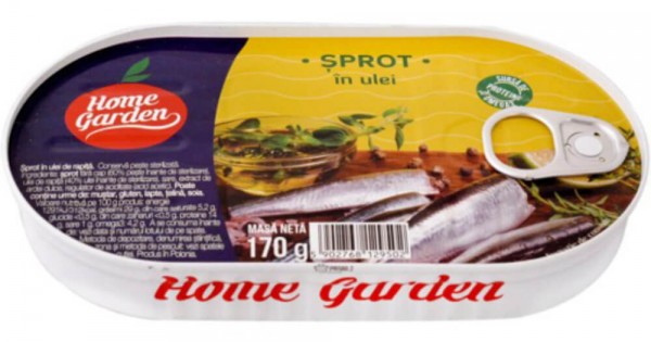 Sprot in Ulei, Home Garden, 170 g, Peste in Conserva, Conserva de Sprot ...
