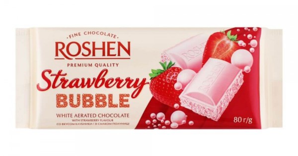 Ciocolata Aerata Roshen Strawberry Bubble, 80 g, Aroma Capsuni ...