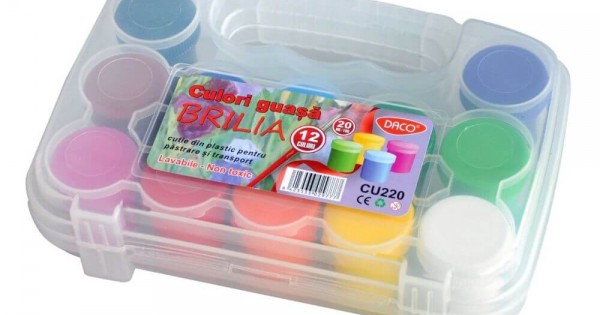 Culori Guasa DACO, 12 Culori/Set, 20 ml/Tub, Model Brilia, Culori Guase ...