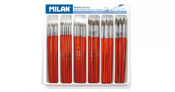 Set 120 Pensule Seria 101 Milan pe Display, Dimensiuni Diferite, Set ...