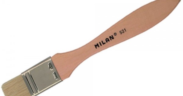 Pensula MILAN Seria 531, Varf Lat cu Par de Porc, Maner de Lemn ...