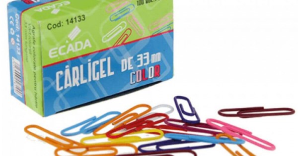 Set 100 Agrafe Metalice ECADA, 33 mm, Multicolore, Clipsuri Colorate ...