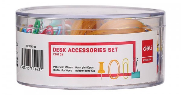 Set Accesorii pentru Birou Deli, Agrafe Deli, Elastice Deli, Clipsuri ...