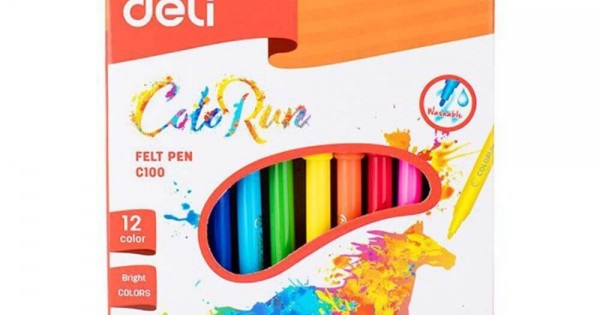 Set 12 Carioci DELI ColoRun, Varf de 1 mm, Set Carioci Colorate ...