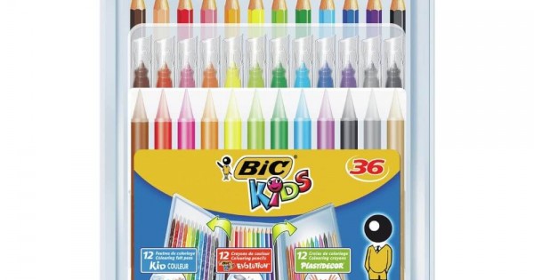 Set Mixt Colorat BIC, Culori Asortate, 36 Buc/Set, 12 Creioane Colorate ...