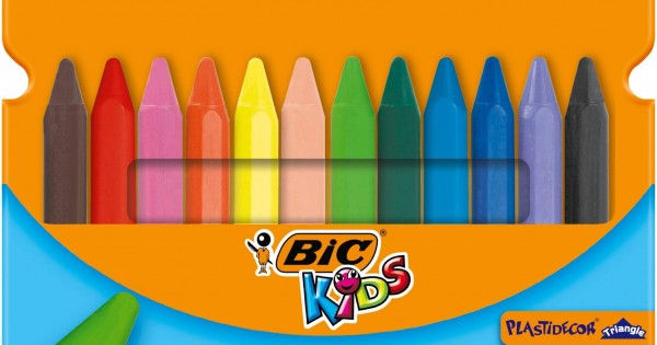 Creioane Cerate Plastifiate BIC Plastidecor Triunghiulare, 12 Buc/Set ...