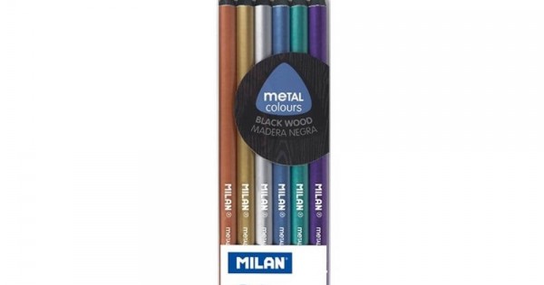 Set 6 Creioane Color MILAN Metalizat, 6 Culori Metalice, Corp ...