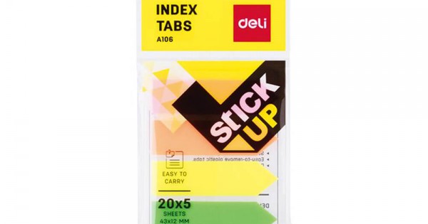 Index Adeziv Plastic, Deli Stick Up, 12x43 mm, 5 Culori Pastel, 100 ...