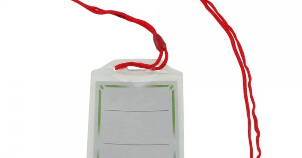 Set 100 Ecusoane Verticale din Plastic cu Snur Rosu Ecada, 75x104 mm ...