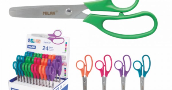 Set de 24 Foarfeci MILAN, Lungime 12.5 cm, Diverse Culori, Lama din ...