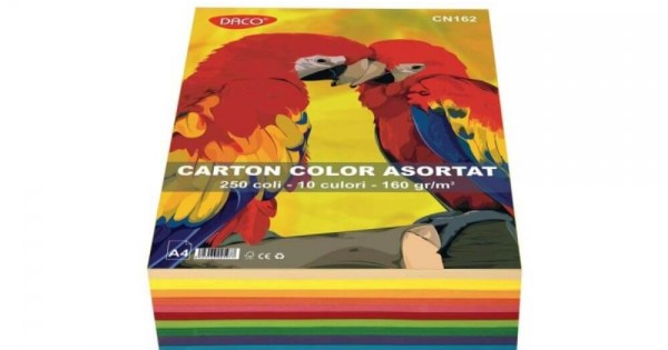 Hartie Cartonata A4 DACO, 250 File/Top, 160 g/m², 10 Culori, 210x297 mm ...