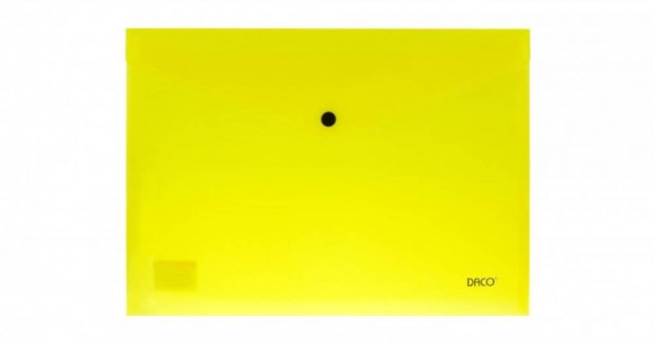 Mapa Plic Plastic A4 DACO, Inchidere cu Capsa, 200 MIC, Galben Neon ...