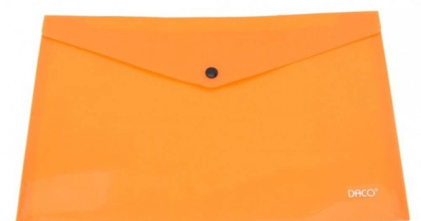 Mapa Plic Plastic A4 DACO, Inchidere cu Capsa, 200 MIC, Portocalie ...