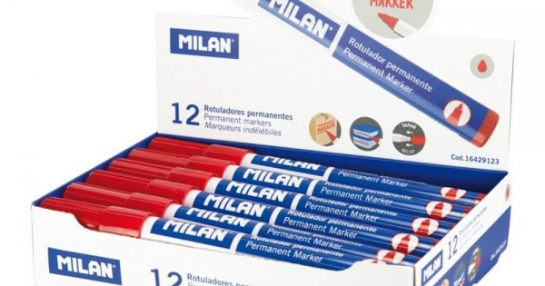Set 12 Markere Permanente MILAN, Rosii, Varf 4 mm, Marker, Marker Rosu ...