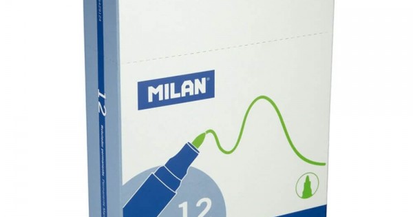 Set 12 Markere Permanente MILAN, Verzi, Varf 4 mm, Marker, Marker Verde ...