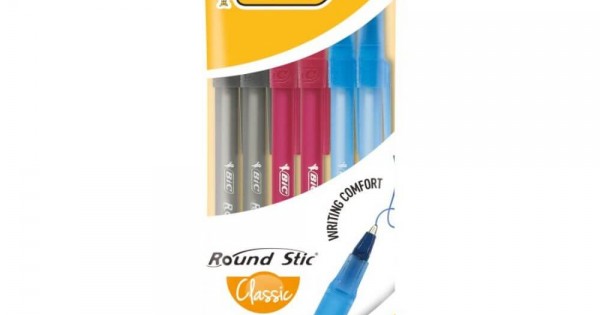 Set 6 Pixuri Colorate BIC STIC, Varf 1 mm, Corp Plastic Transparent ...