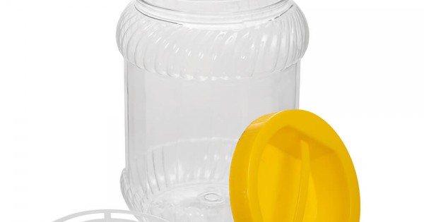Borcan Pet Rotund cu Capac, 2 L, Culoare Recipient Transparent, Culoare ...