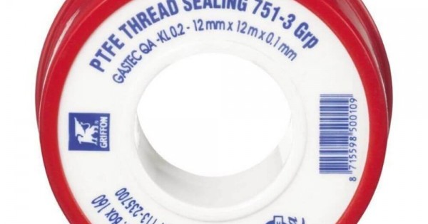 Banda Teflon Griffon, 12m x 12mm x 0,1mm, PTFE, Alb, Certificat GASTEC ...