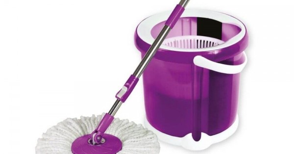 Set Curatenie Rotativ cu 2 Rezerve OTI, Polipropilena, Culoare Mov ...