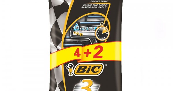 Set 6 Aparate de Ras BIC Action cu 3 Lame, Lame de Barbierit, Lame ...