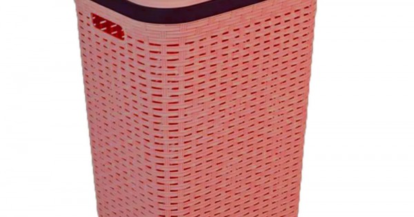 Cos de Rufe STERK, 46x36x51 cm, cu Capac, Rattan Rosu, Cosuri Rattan ...