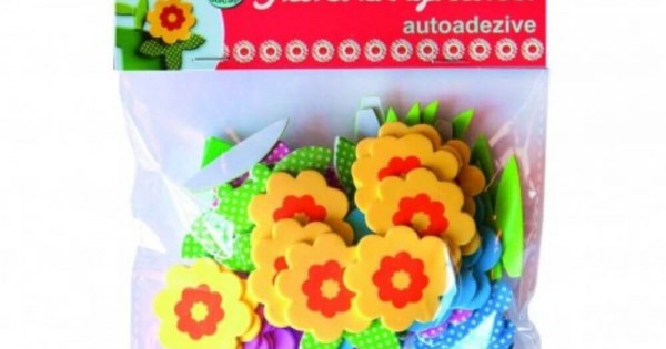 Flori Spuma Autoadeziva DACO, 60 Buc/Set, Multicolor, Flori Ghiveci ...
