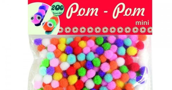 Bile de Plus Colorate DACO Pom Pom, 10 mm, 200 Buc/Set, Multicolor ...