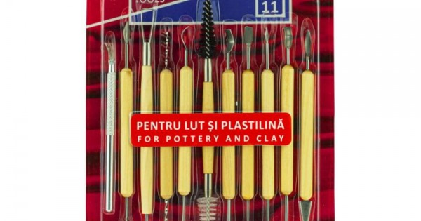 Unelte Modelaj DACO, 11 Buc/Set, Lemn/Meta, pentru Lut si Plastilina ...