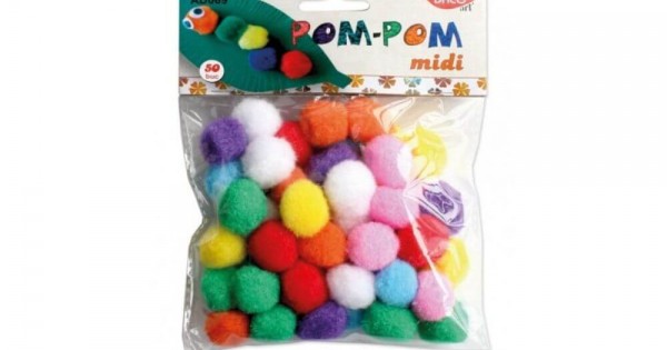 Pom Pom Midi DACO, 50 Buc/Set, 25 mm, Material Textil, Multicolor ...